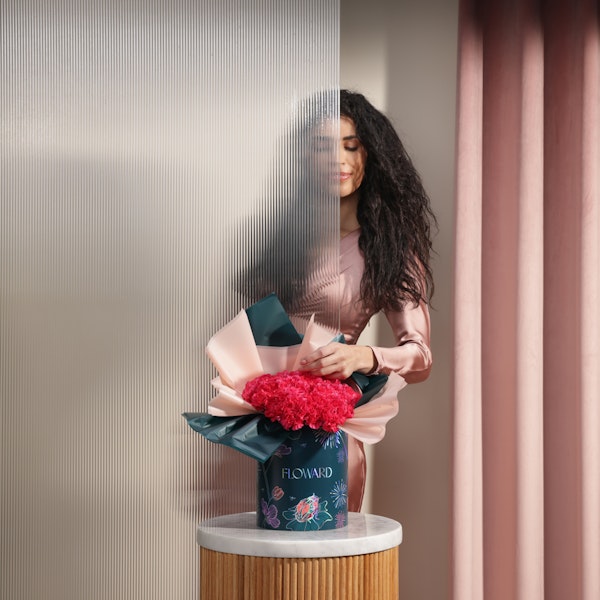 Buy and send New Year's Unique Fuchsia Carnation Box | 35 Flowers gift ...