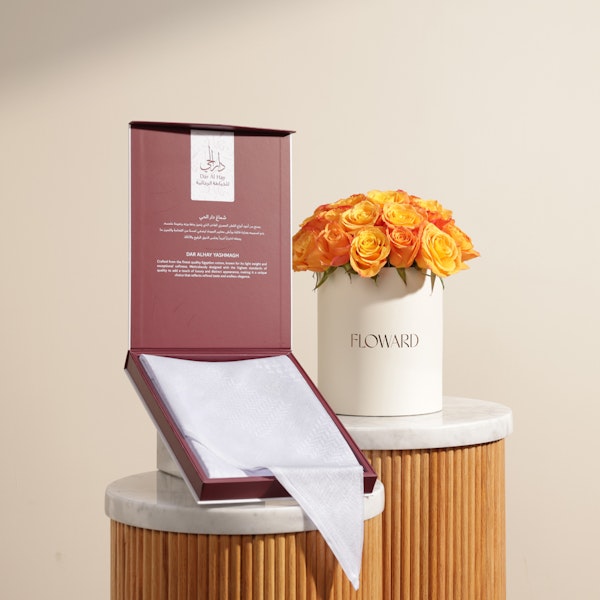 Buy and send Dar Al Hay Elegant White Shemagh | Stunning Flowers Box ...
