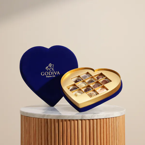 Buy and send Godiva Blue Velvet Heart Chocolates Box gift Online in ...