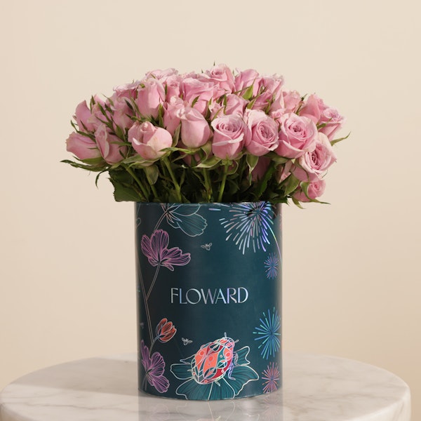 Buy and send New Year's Shiny Purple Baby Rose Box | 25 Flowers gift ...